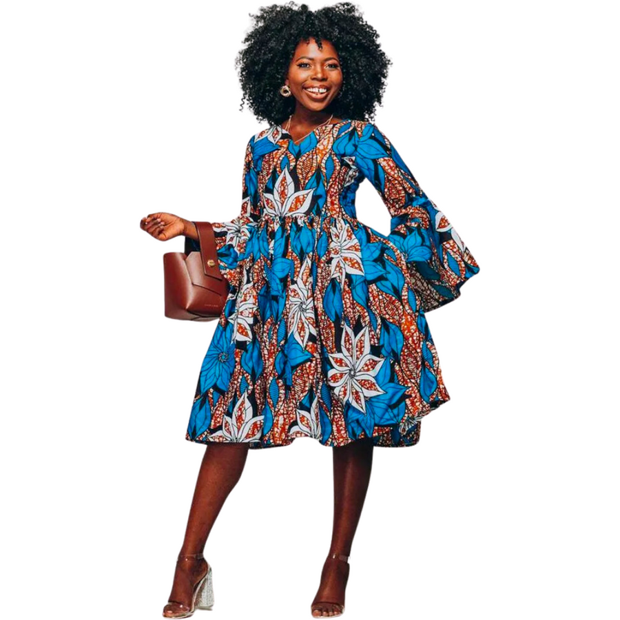 Ruffled Dress in African Loincloth