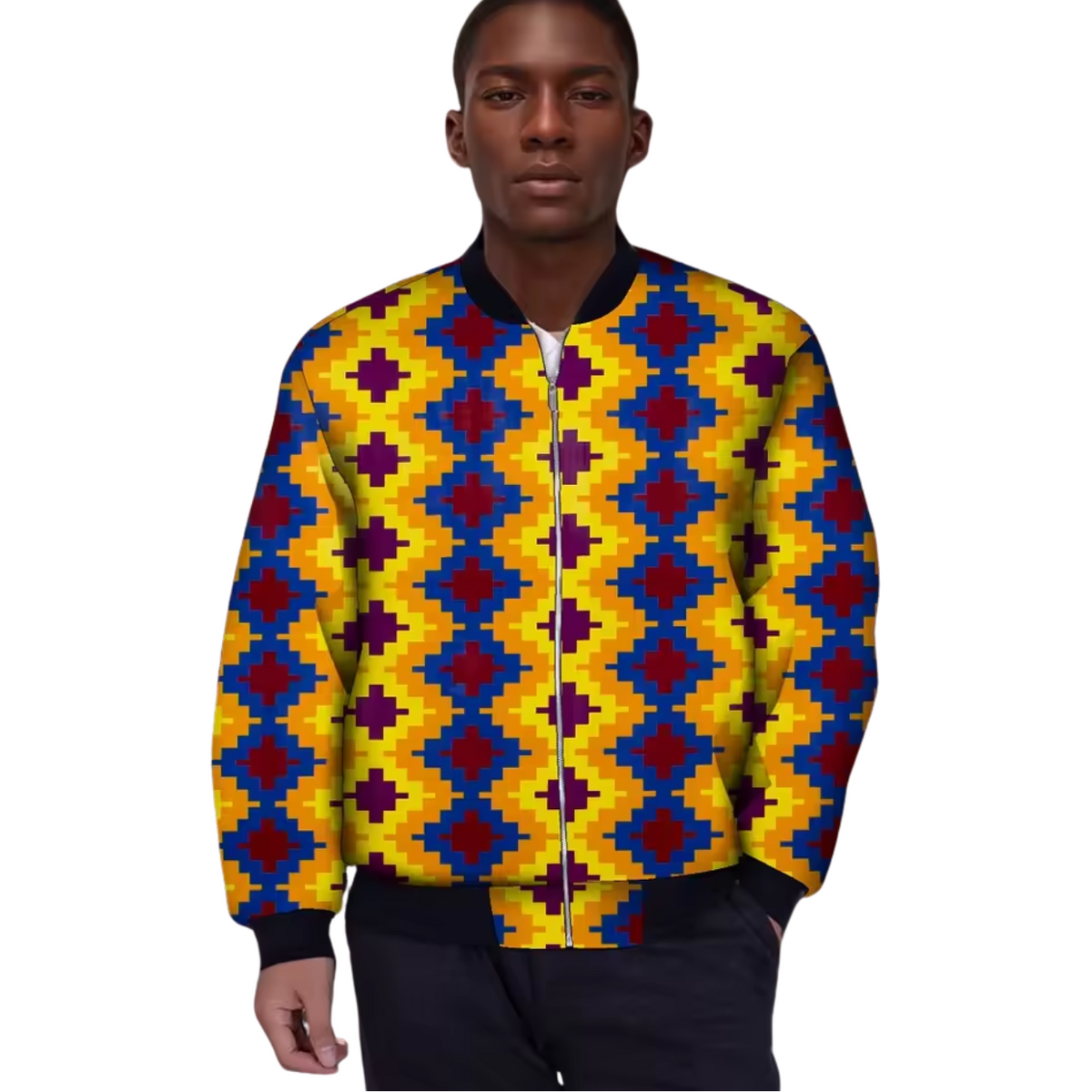 Home › VESTES WAX HOMME › Veste Bomber en Tissu Africain pour Homme
